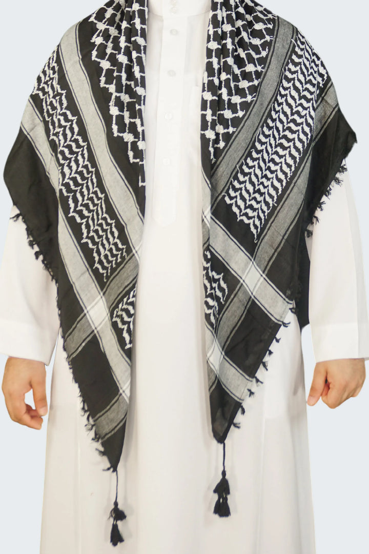 Keffiyeh Scarf Traditional Black & White – Middle Eastern Shemagh ...
