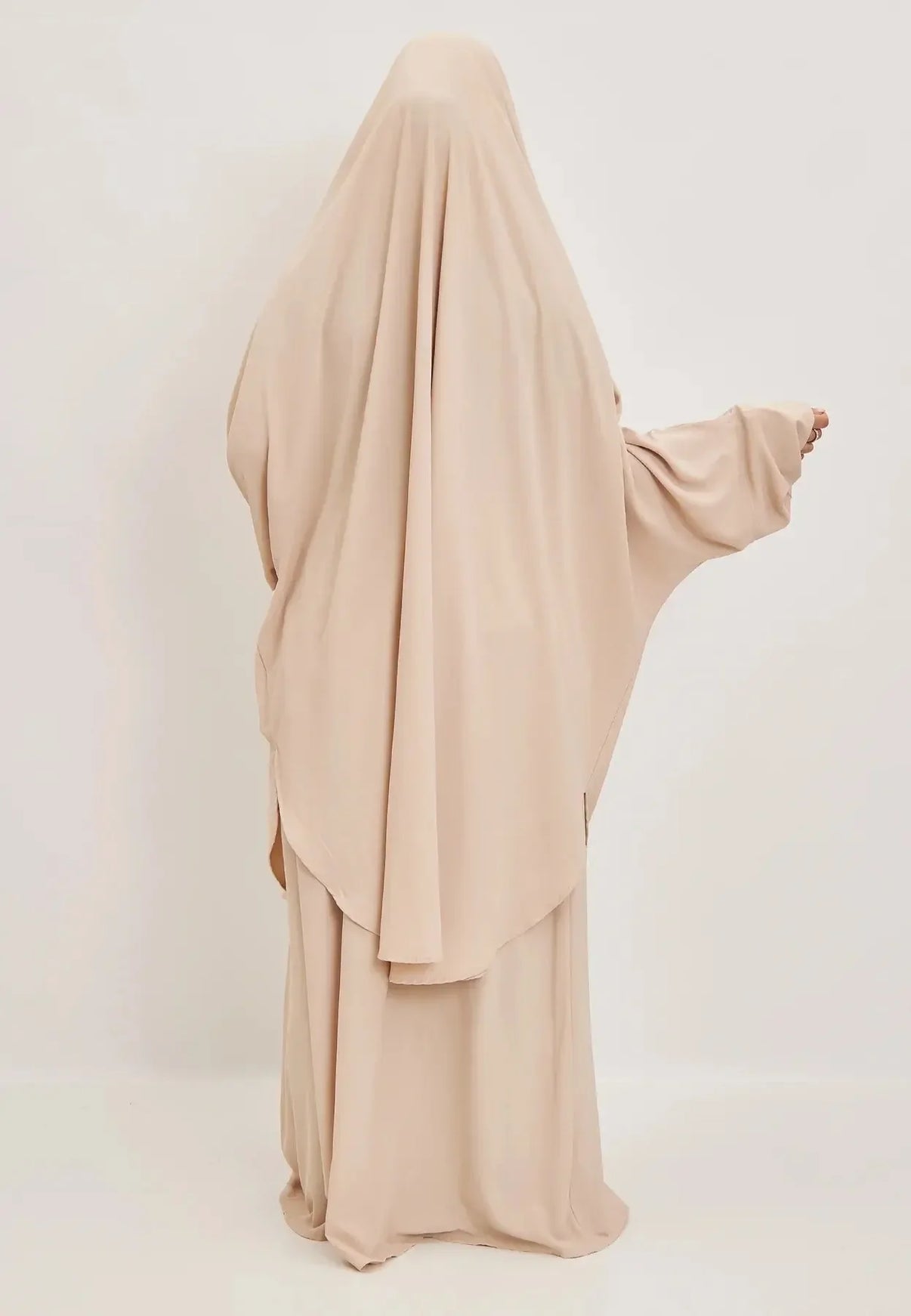 Beige Premium Two Piece Medina Silk Jilbab Set – almanaar Islamic Store