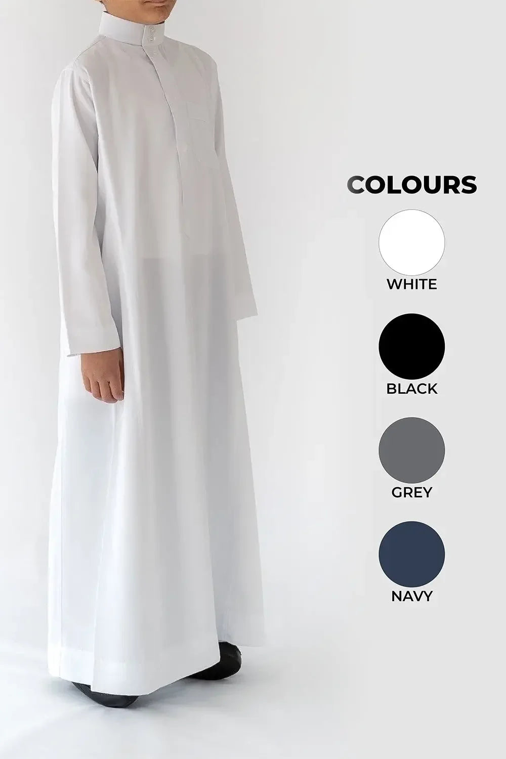 Black Short Sleeve Thobe With Buttons