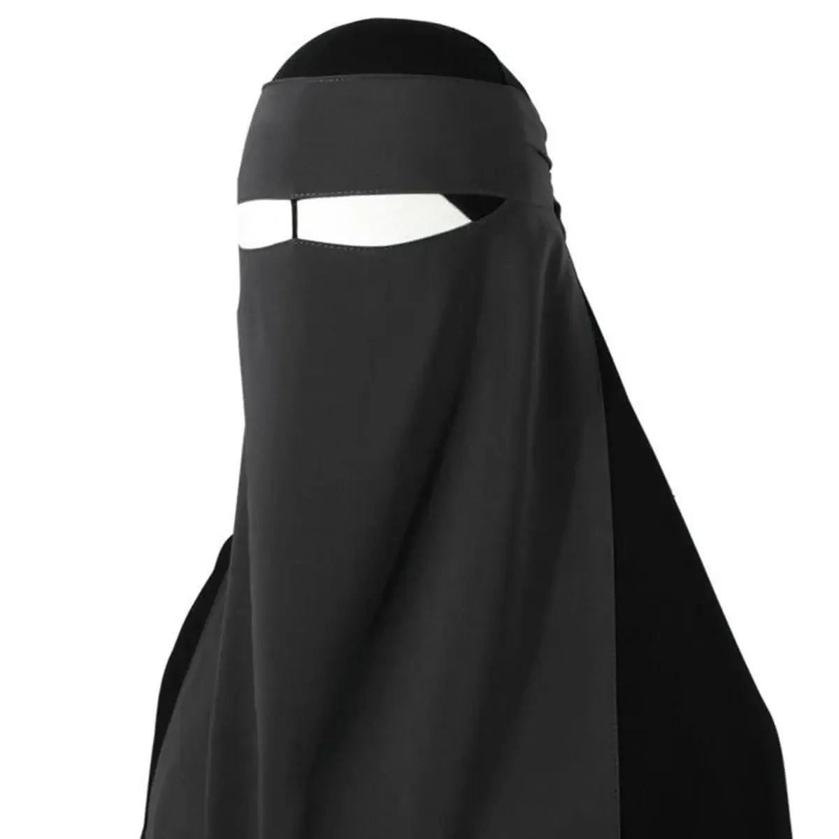 3 Layer Tie Back Niqab Navy Blue